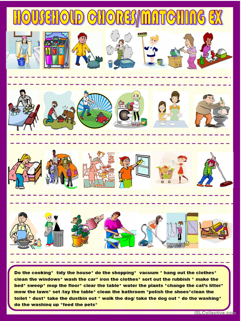Household Chores Worksheet for Kids | PDF