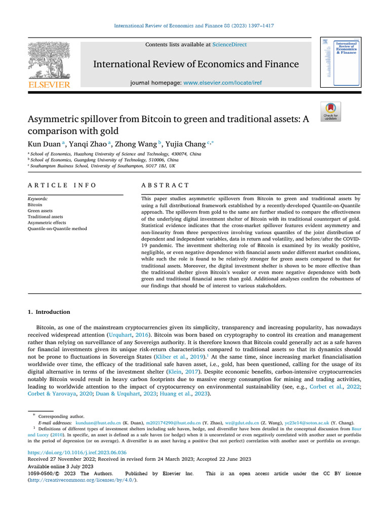 Bitcoin's Asymmetric Spillover Effects | PDF | Cryptocurrency | Regression Analysis