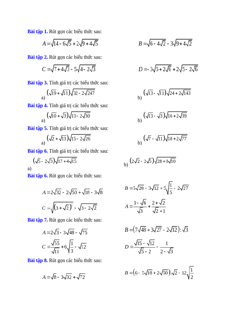 BTVN Bu I 2 - Căn TH C Só | PDF