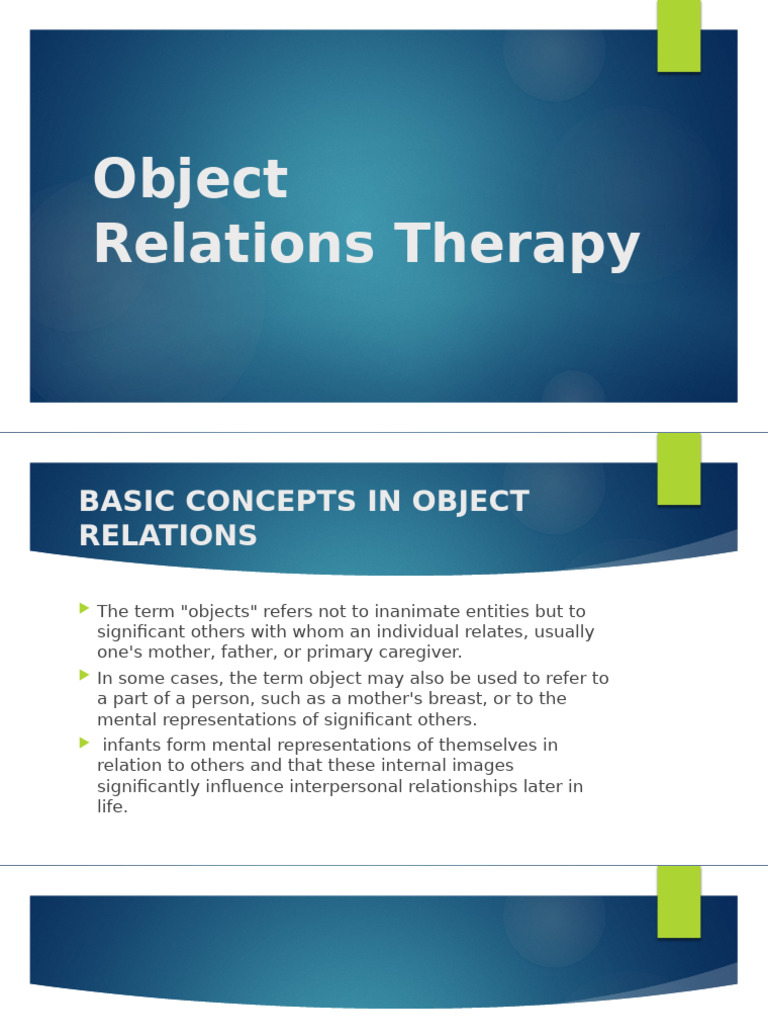 Object Relation Therapy | PDF | Object Relations Theory | Behavioural ...