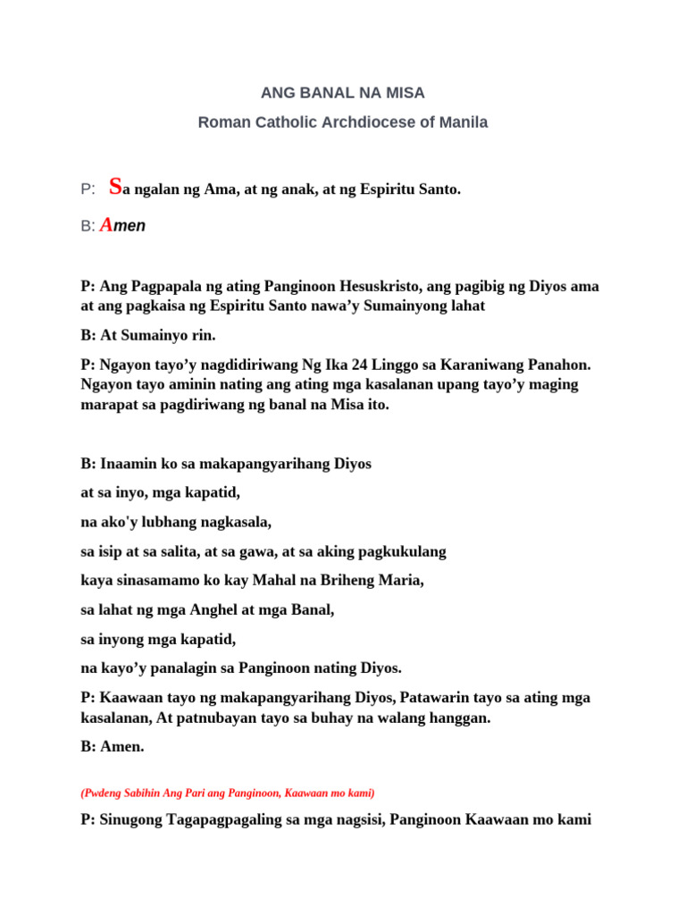 Ang Banal Na Misa | PDF