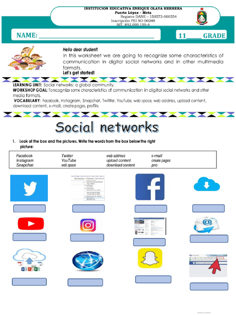Social Networks Worksheet 11 Grade Iv Term | PDF