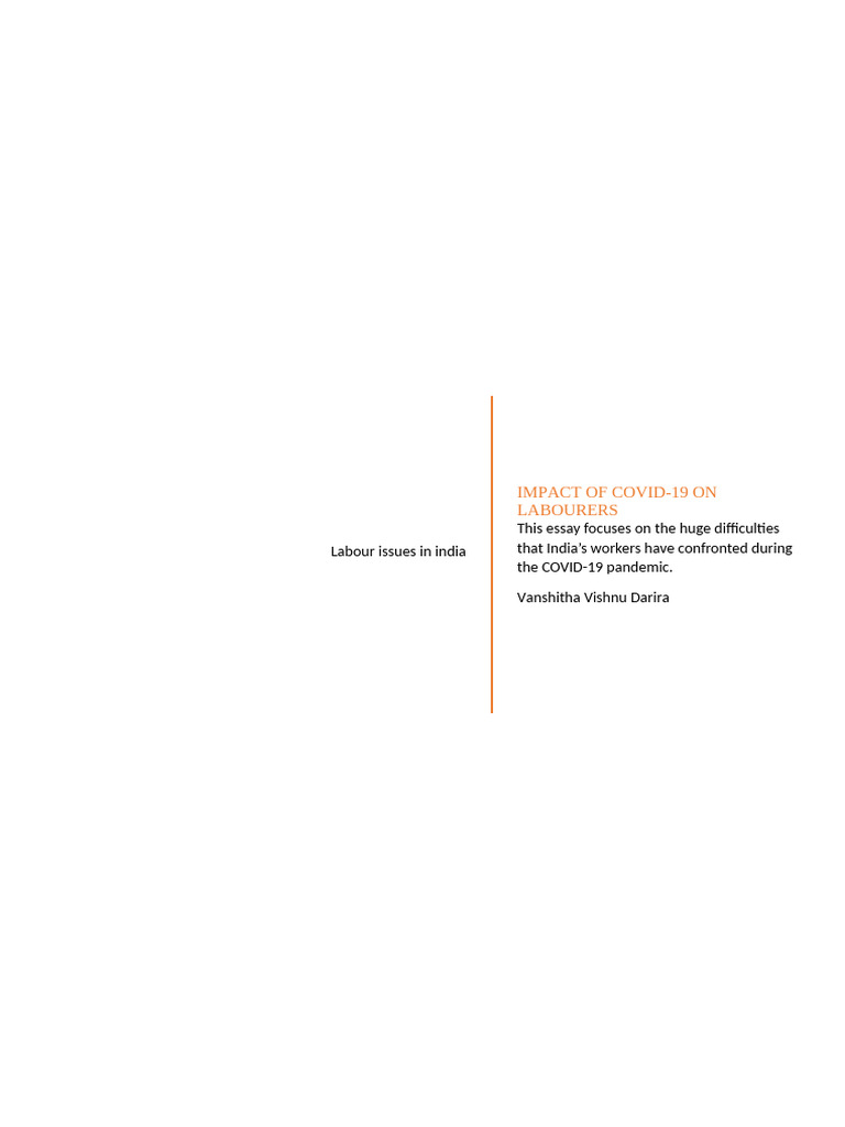 COVID-19's Impact on India's Labourers | PDF | Migrant Worker | Labour ...