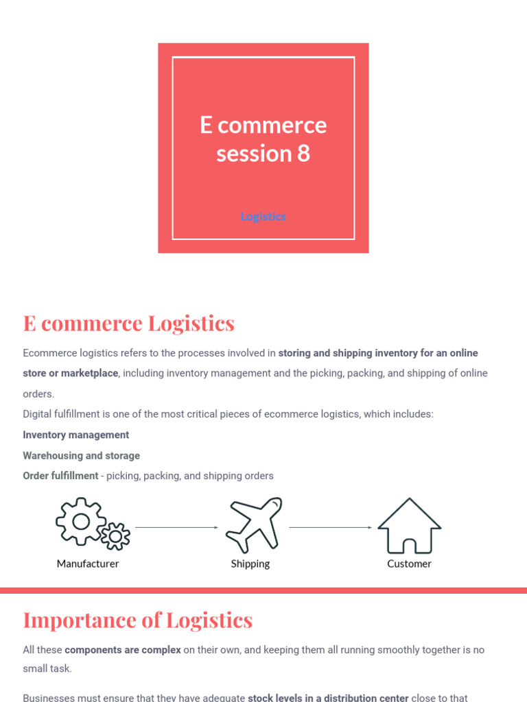 E commerce session 8 | PDF | Logistics | E Commerce