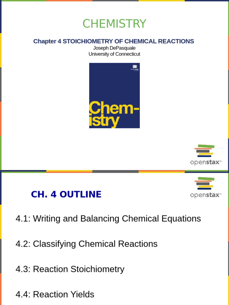 OpenStax Chemistry CH04 PowerPoint | PDF | Redox | Stoichiometry