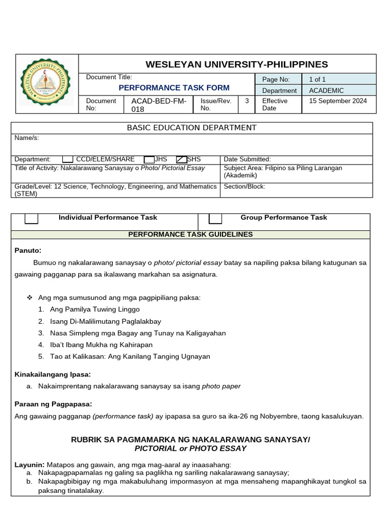 2nd Performance Task Filipino Students | PDF