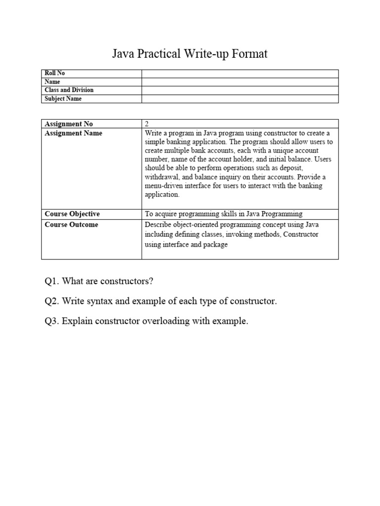 Java Write Up Format - Ass - 2 | PDF