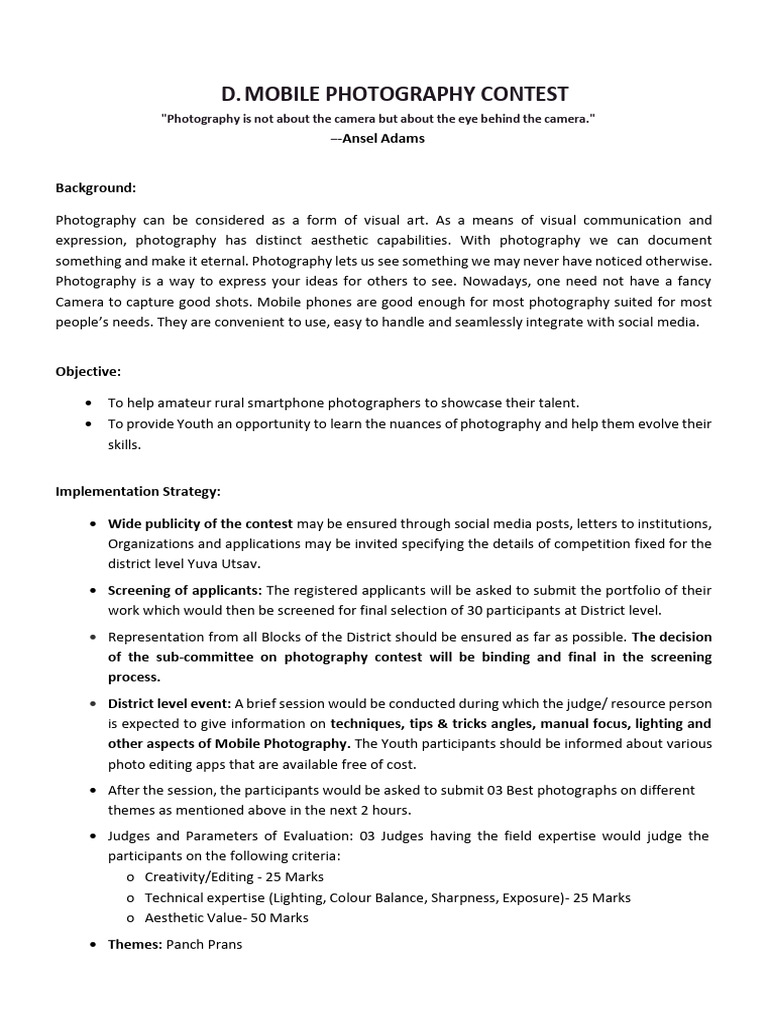 SOP Mobile Photography | PDF | Camera | Vision