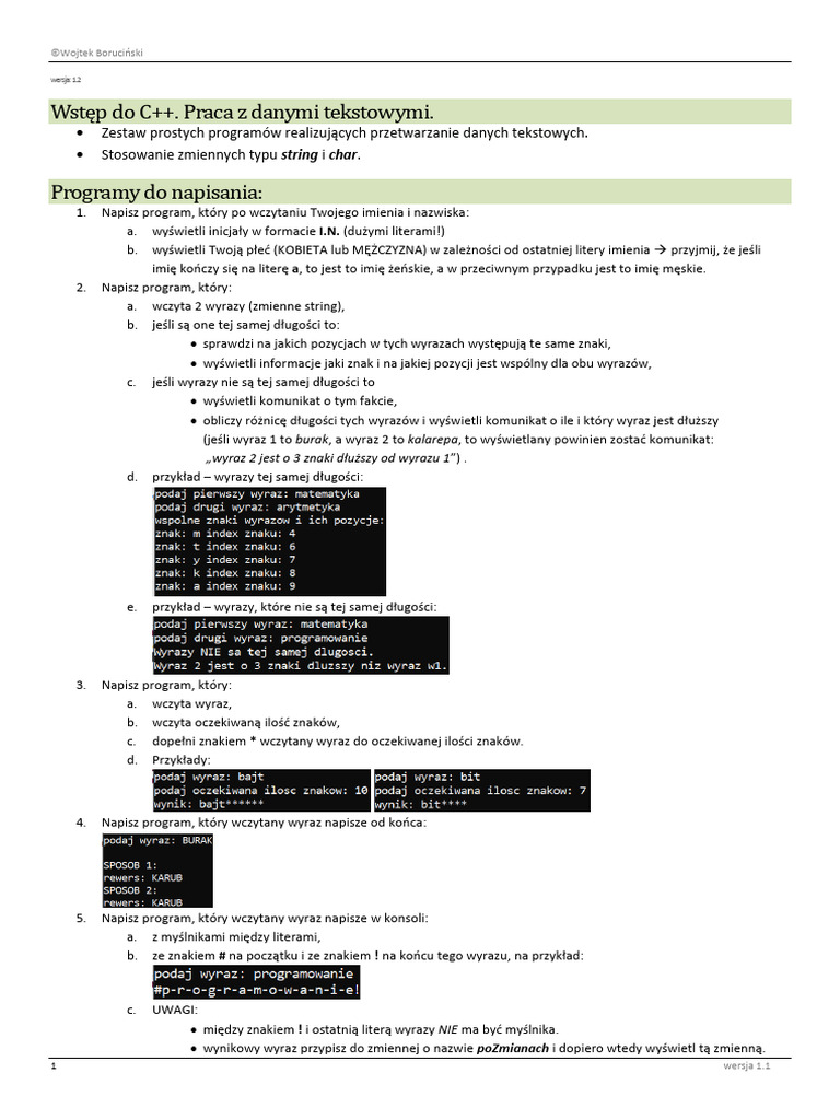 Zadania String Char | PDF