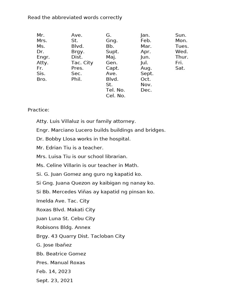 reading exercise | PDF