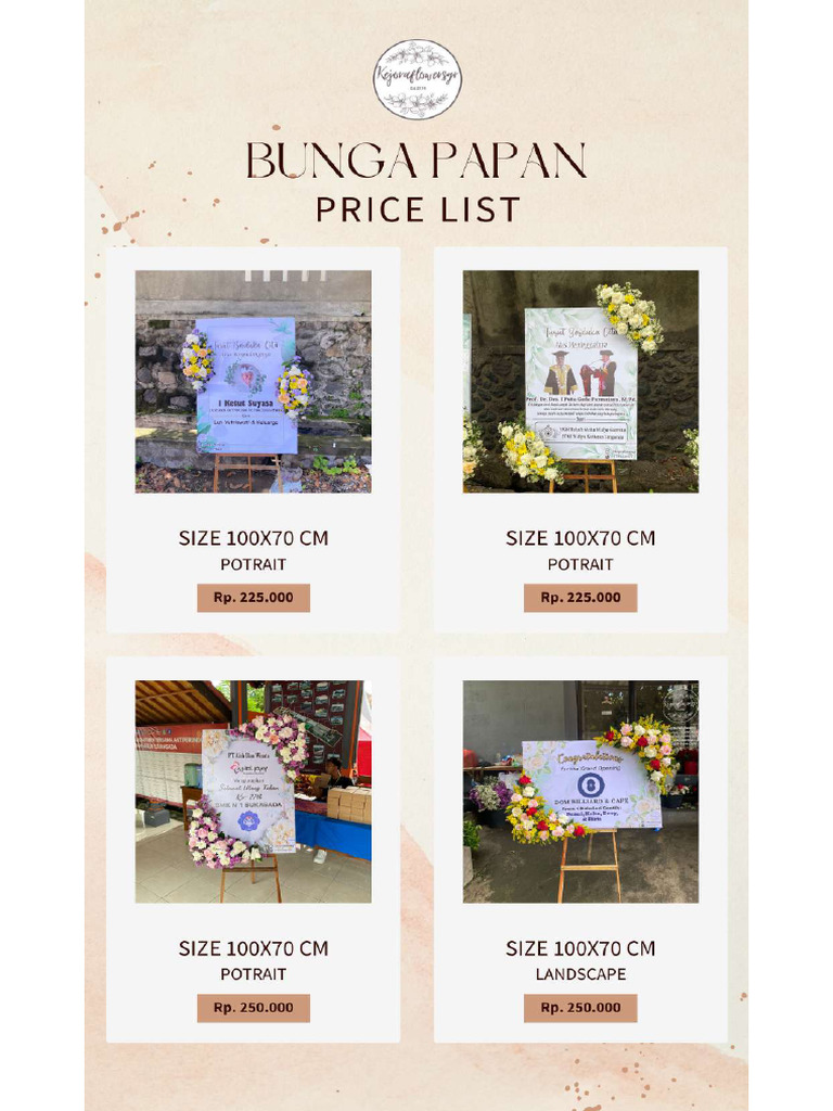Price List Bunga Papan Kejora | PDF