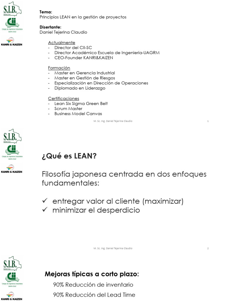 Principios LEAN en La Gestión de Proyectos | PDF | Lean Manufacturing ...