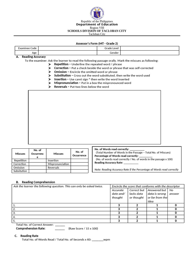 Assessor's Form | PDF | Linguistics | Cognition
