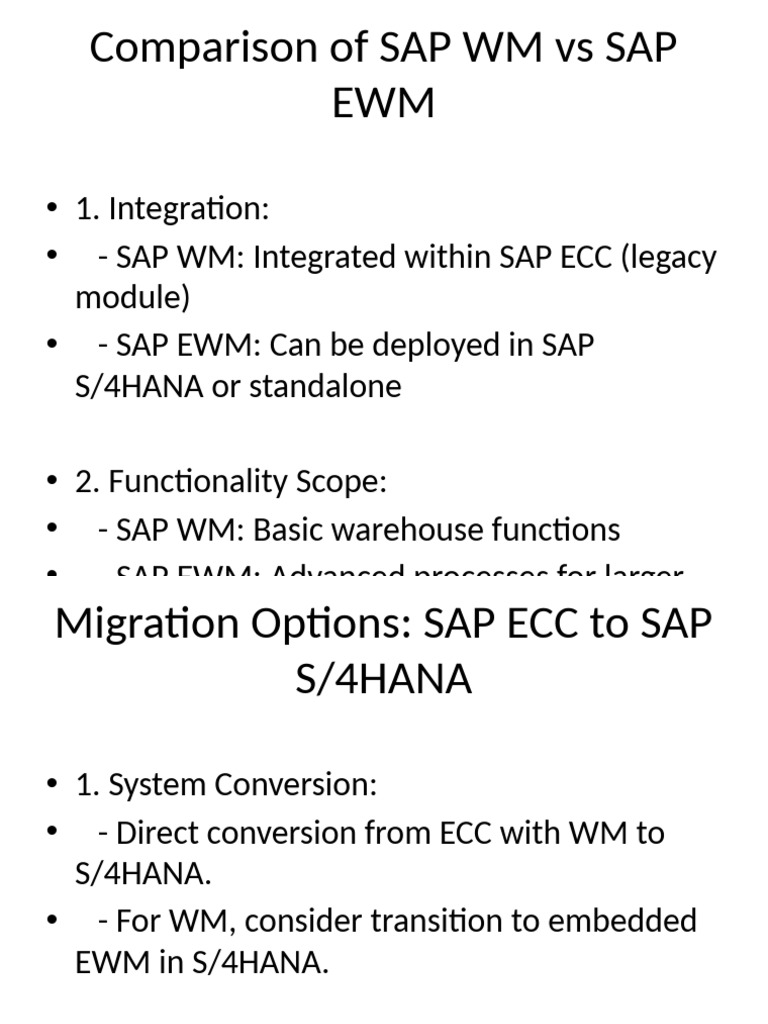 SAP WM Vs EWM Presentation | PDF | Computers | Technology & Engineering