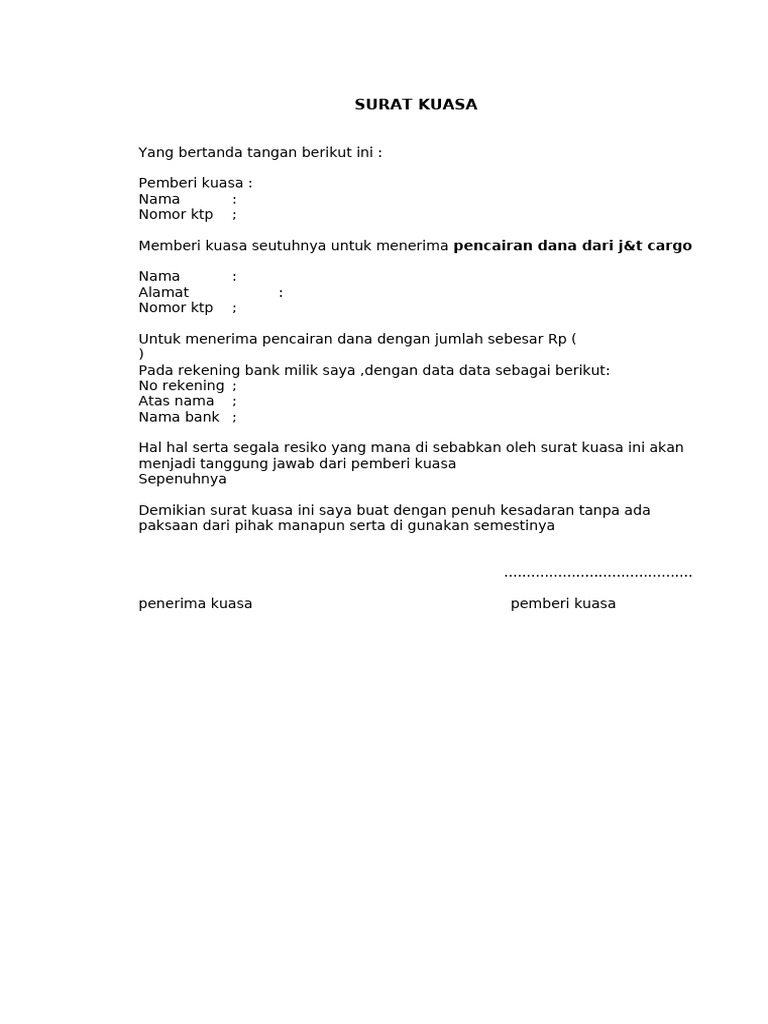 Format Surat Kuasa Biasa | PDF