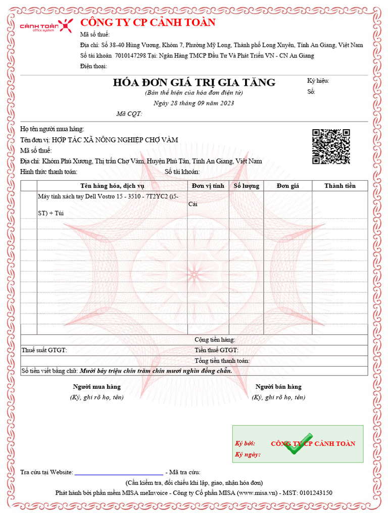 Hoa Don May Tinh | PDF