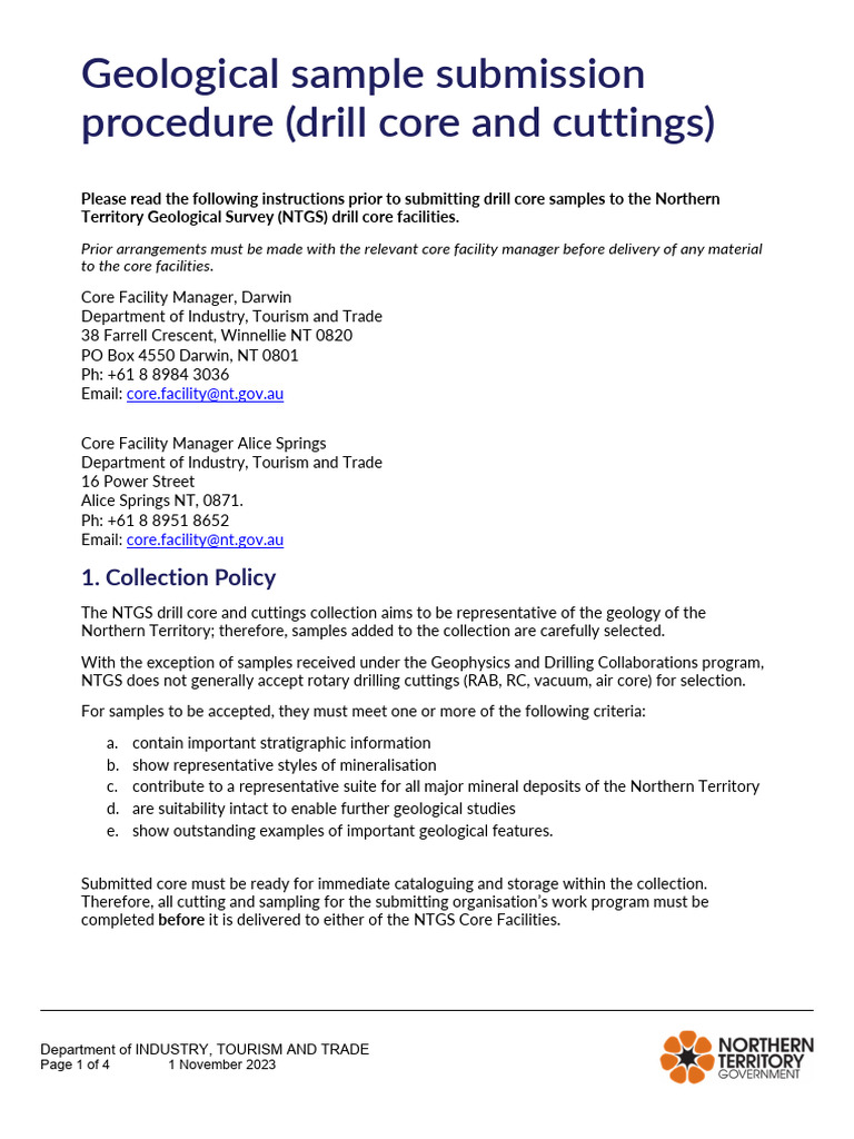 Geological Sample Submission Procedure | PDF | Pallet