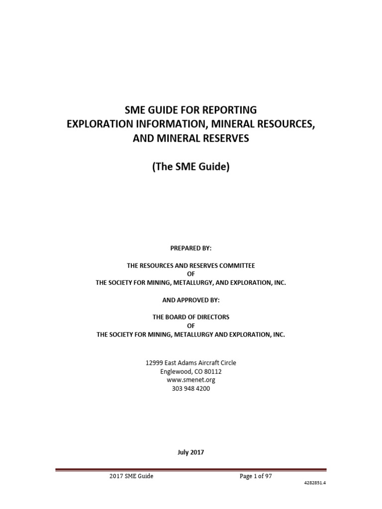 Sme Guide Reporting - Updated May2021 | PDF | Mining | Information