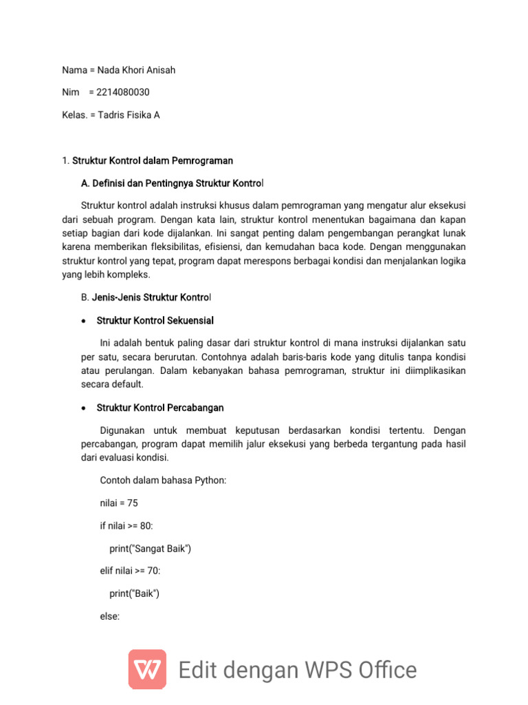 Struktur Kontrol Dalam Pemrograman | PDF | Komputer