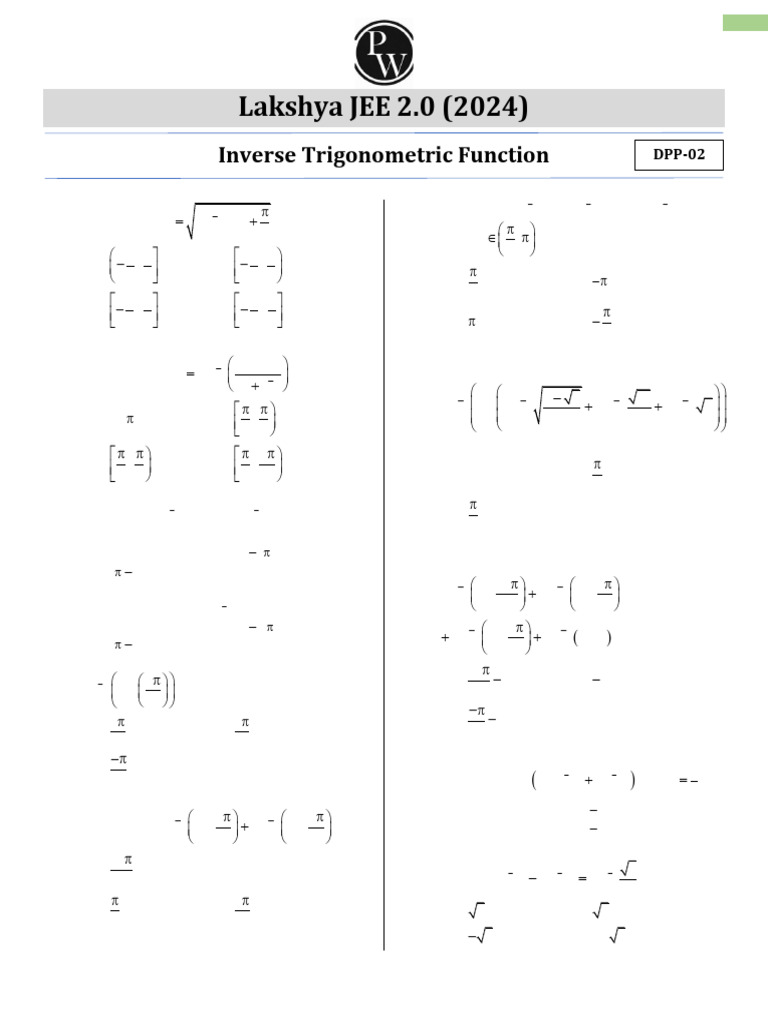 64e8739a823b6d0018c648c1 ## Inverse Trigonometric Functions DPP | PDF | Trigonometric Functions ...