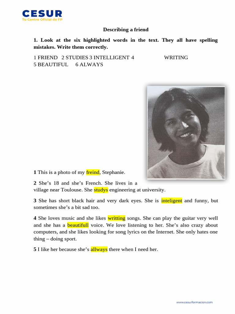 Describing A Friend | PDF | Mystery, Thriller & Crime Fiction