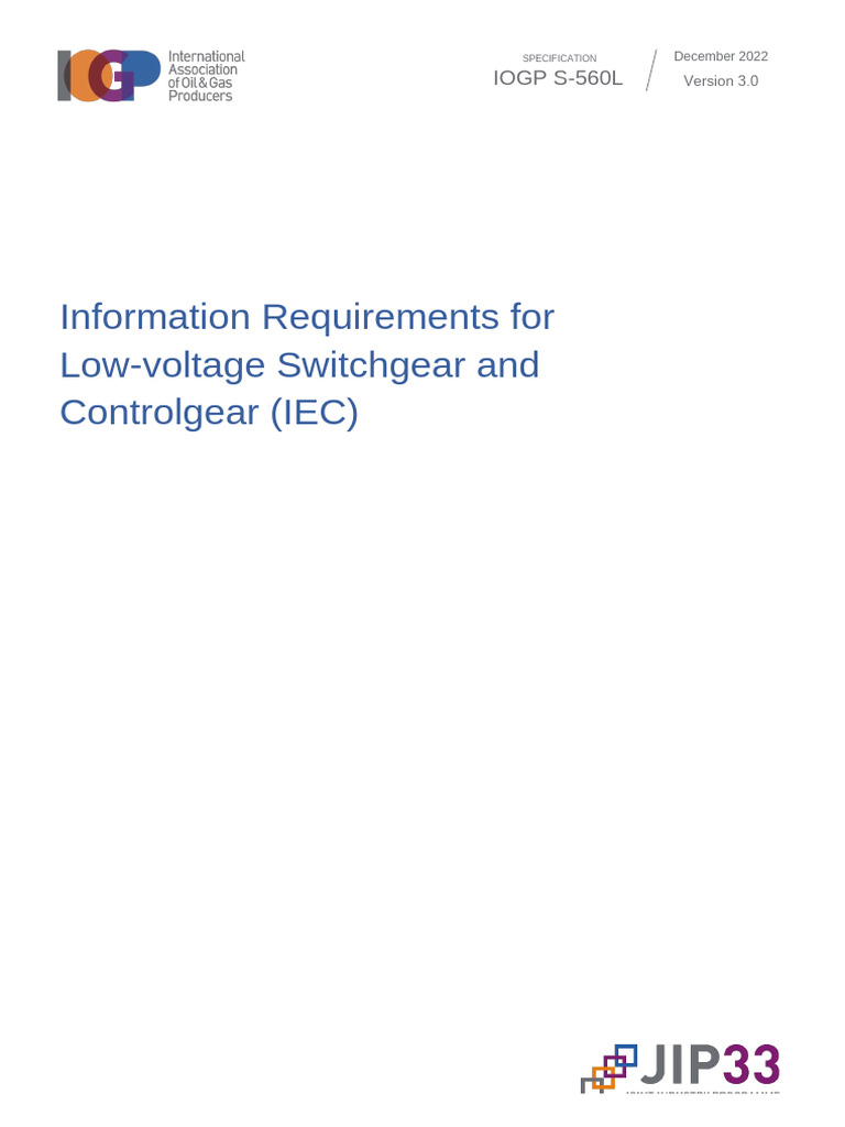 Info Reqs LV SwitchGear and Controlgear (IEC) - S-560Lv2022-12 | PDF | Specification (Technical ...