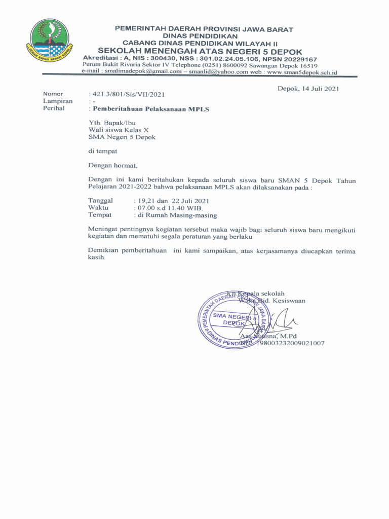 Pemberitahuan Pelaksanaan MPLS | PDF