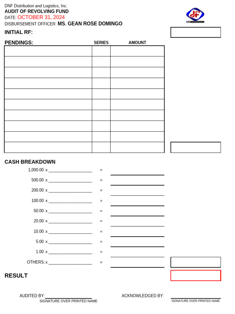 DNF Logistics Revolving Fund Audit | PDF | Finance & Money Management