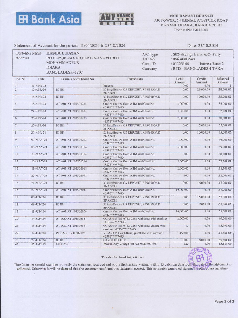 Bank Statement 1 | PDF