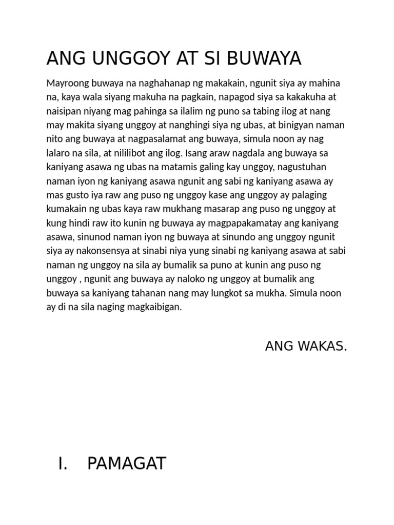 Ang Unggoy at Si Buwaya | PDF
