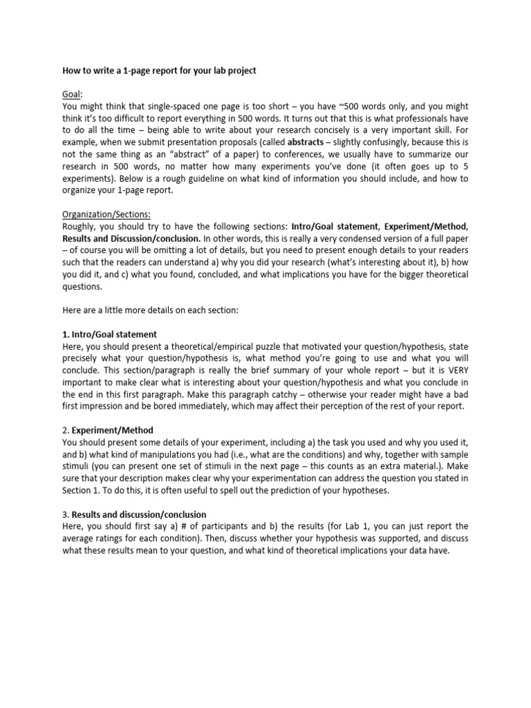 1 Page Report | PDF | Experiment | Hypothesis