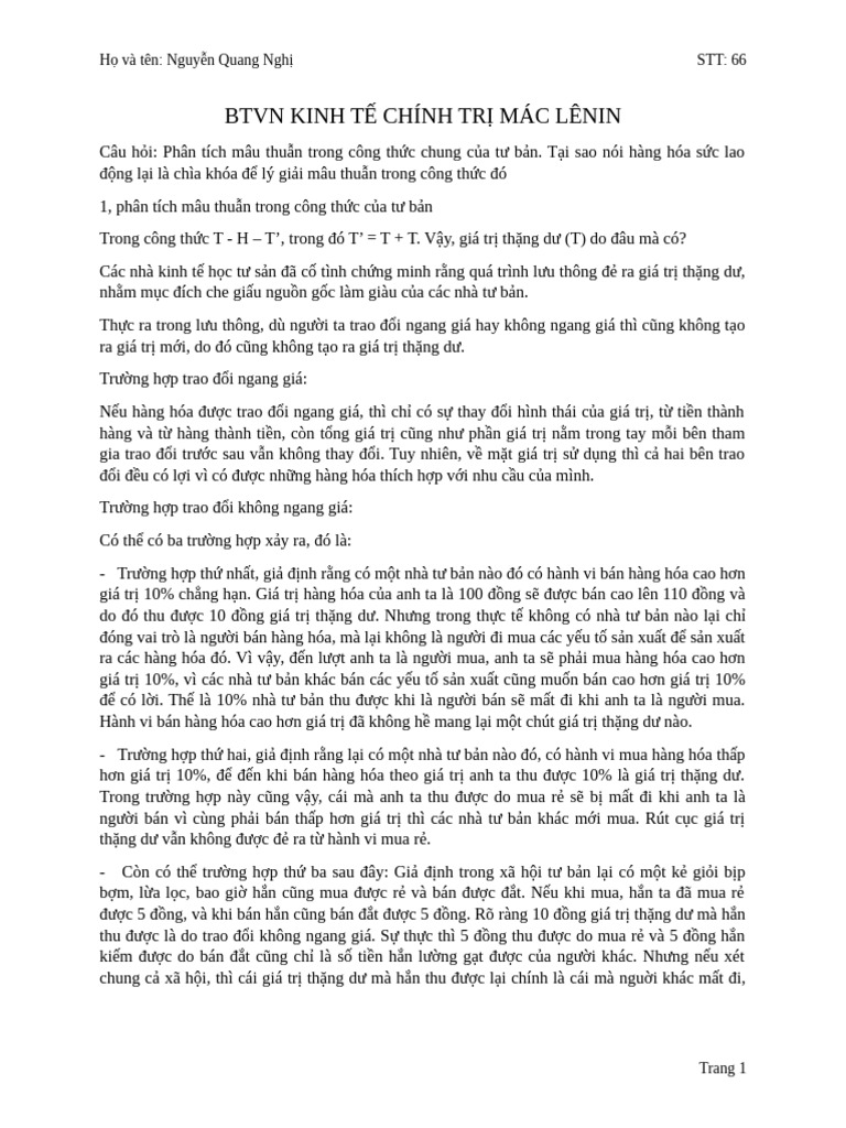 Bài tập KTCT 4 | PDF