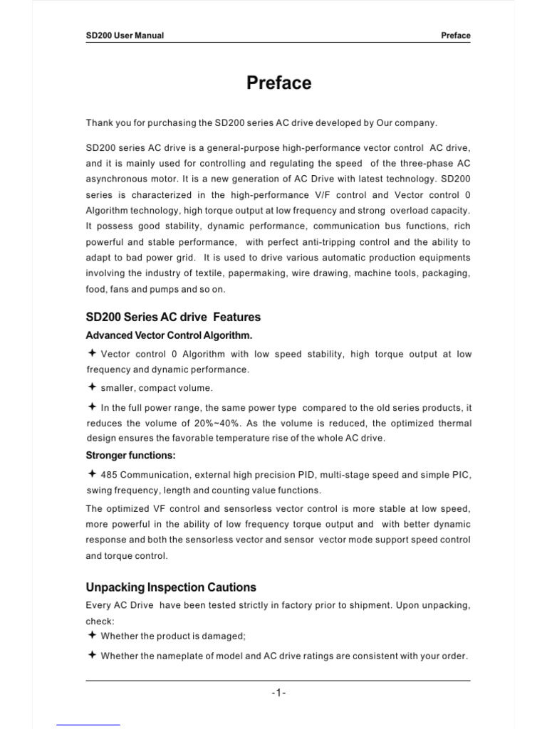 Sd200 Series | PDF | Electric Motor | Alternating Current