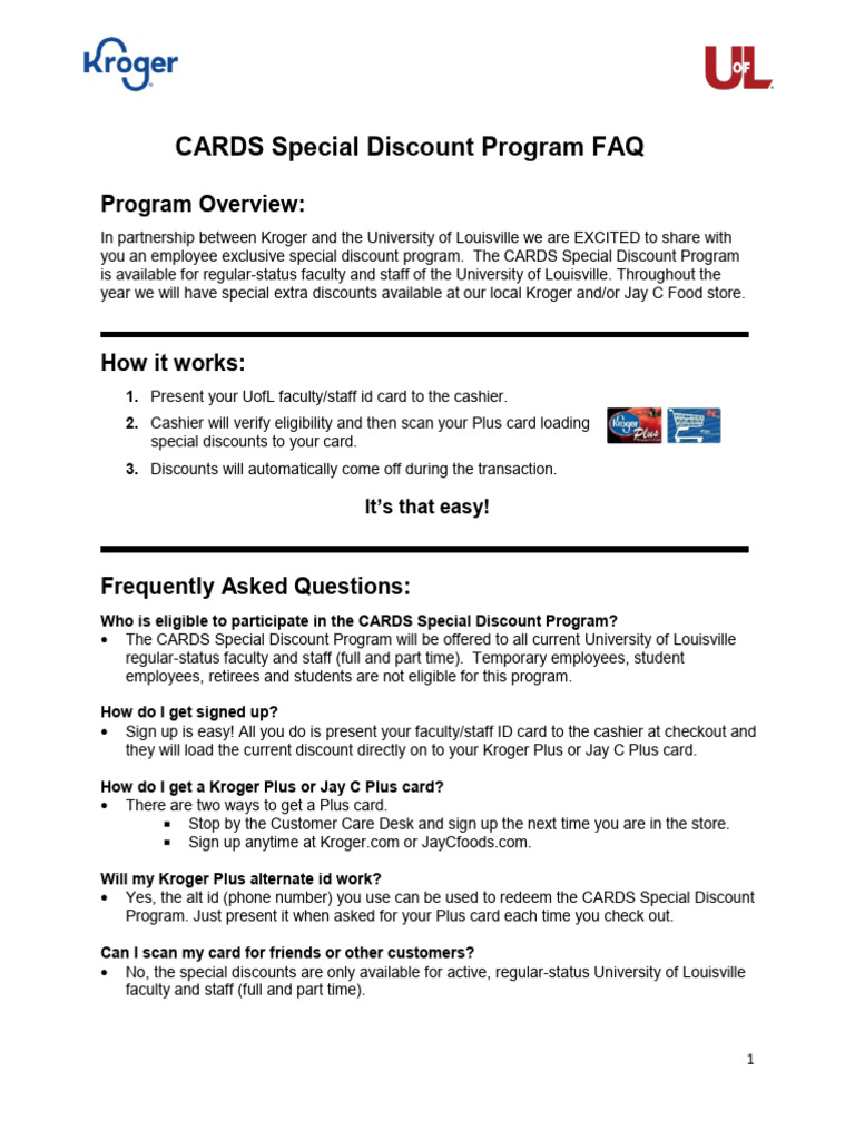 Kroger Special Discount Program Faq | PDF | Retailing