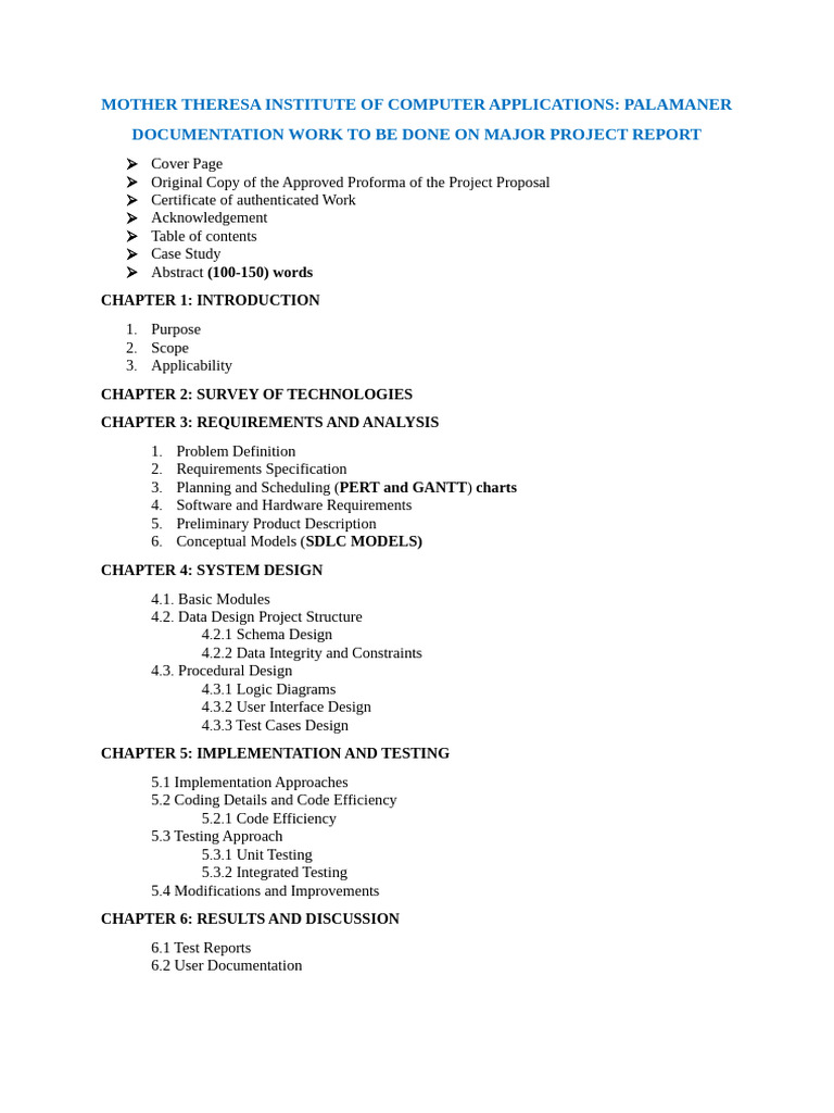 Major Project Documentation Guidelines | PDF