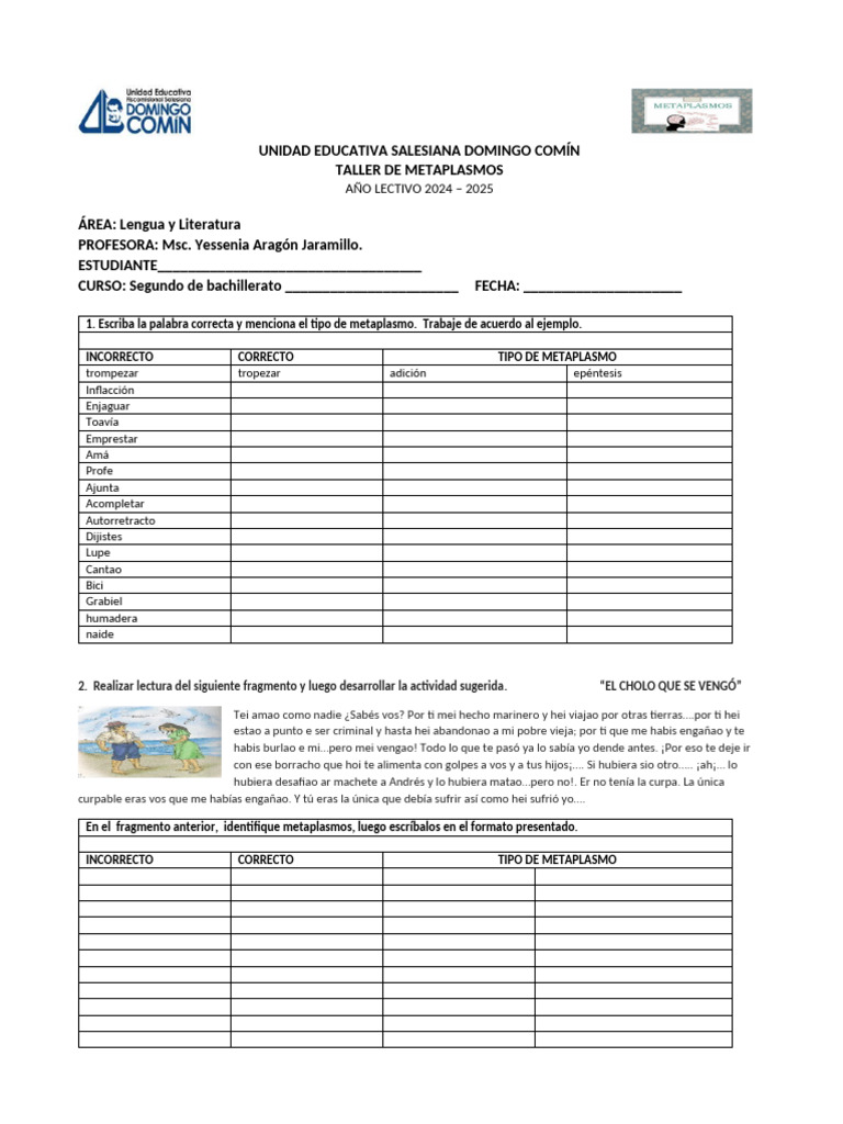 Taller de Metaplasmo, Alumnos | PDF | Fonética | Filología