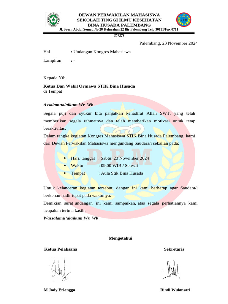 Undangan Kongres 2024 ORMAWA | PDF