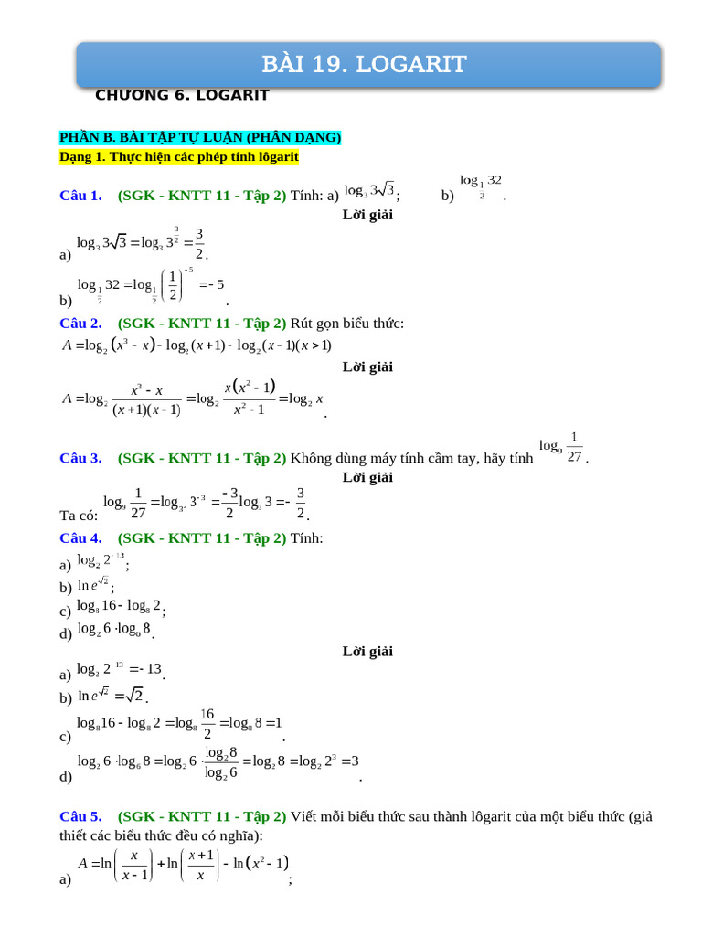 C6 - Bài-19-Logarit - DA - TL | PDF