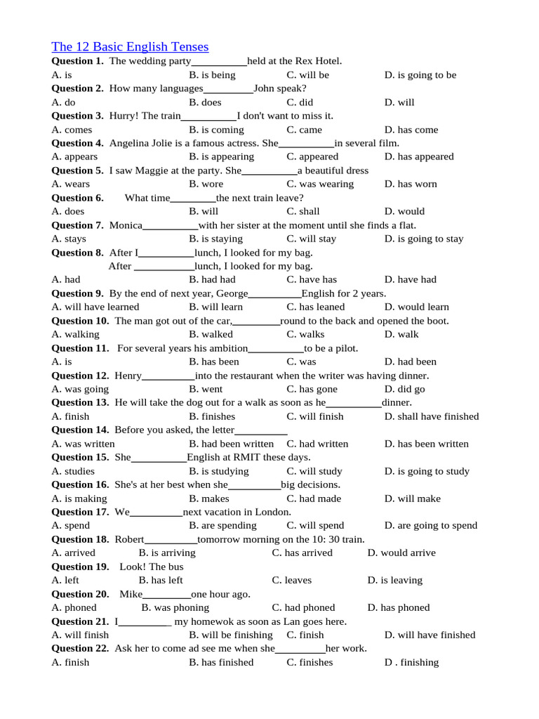 Mastering the 12 English Tenses | PDF