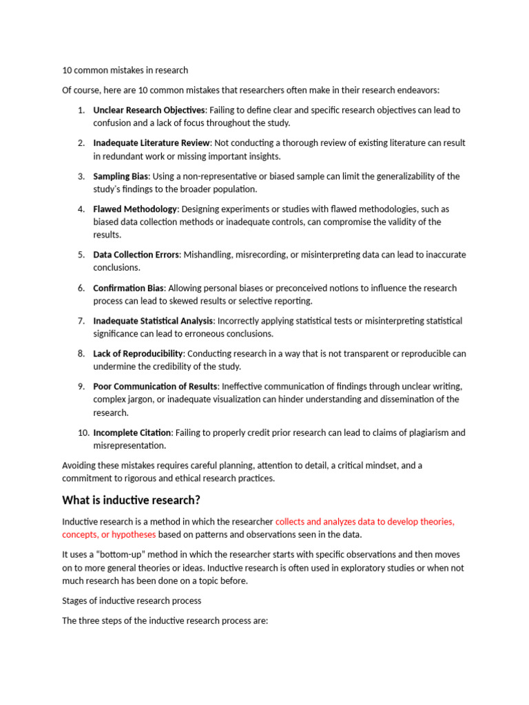 Common Research Mistakes & Methods | PDF | Hypothesis | Theory