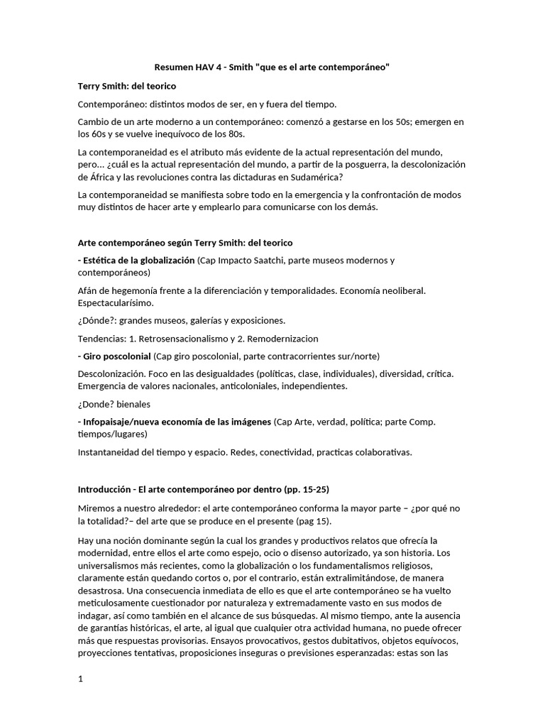 Arte contemporáneo según Terry Smith | PDF | Cuba | Sociedad