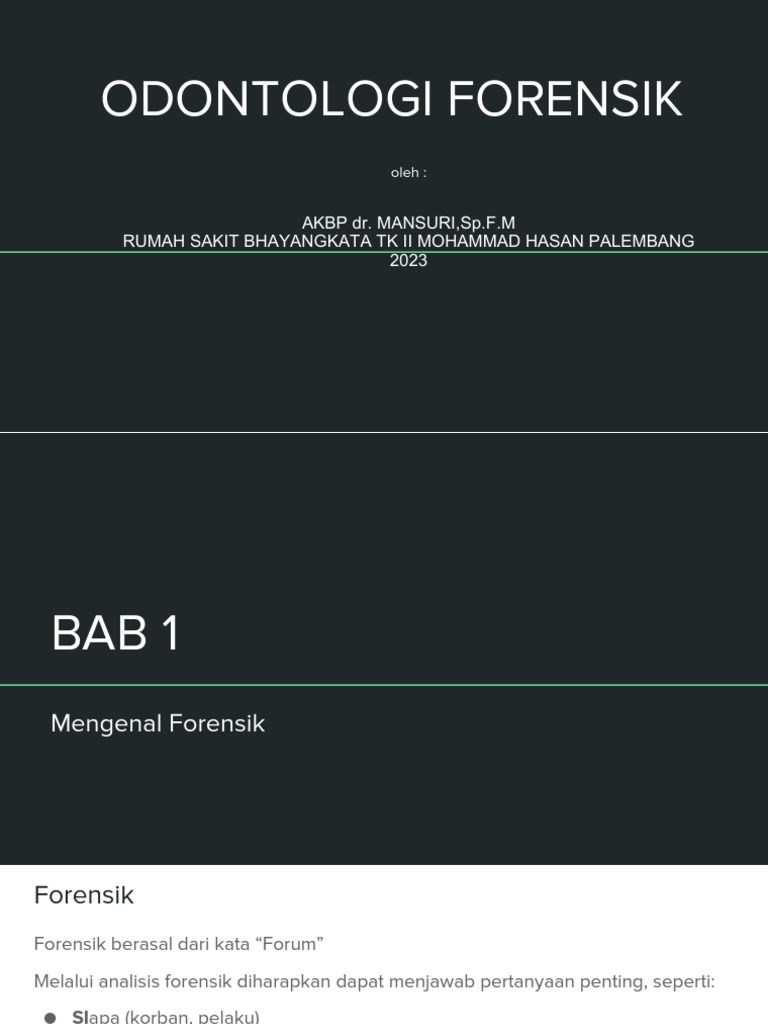 Odontologi Forensik | PDF