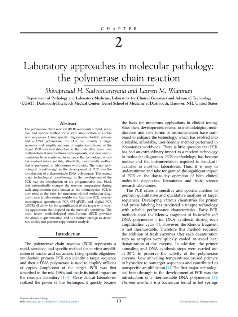 Chapter 2 Laboratory Approaches in Molecular Pathol 2024 Diagnostic Molecu | PDF | Polymerase ...
