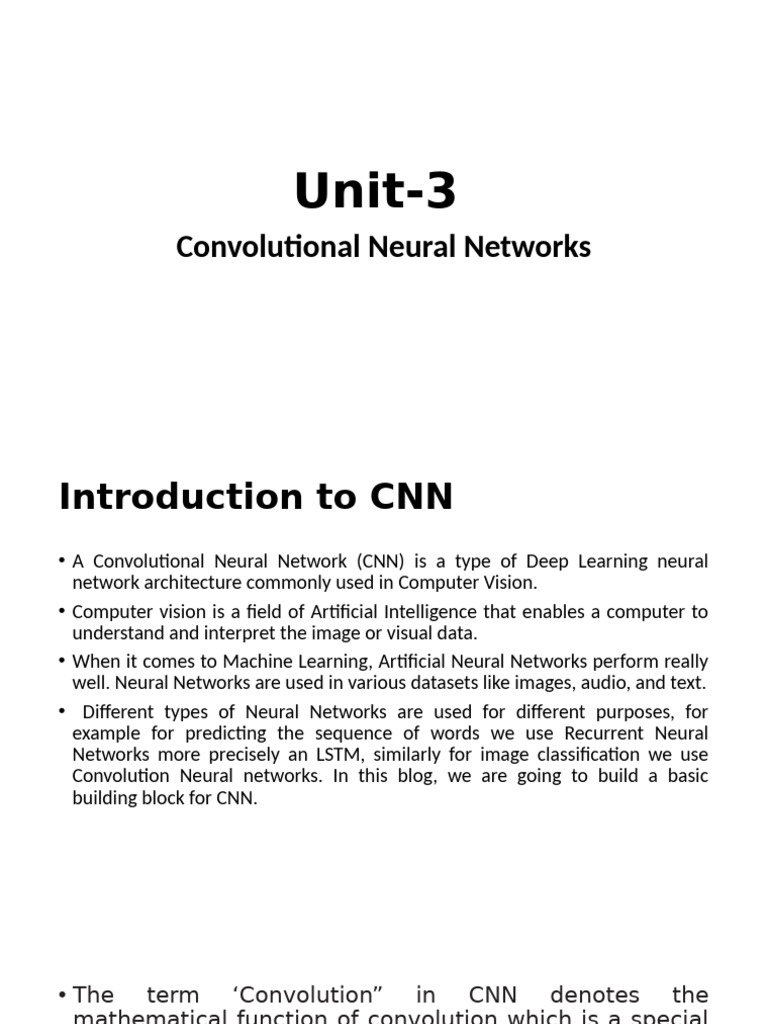 Intro to Convolutional Neural Networks | PDF | Artificial Neural ...