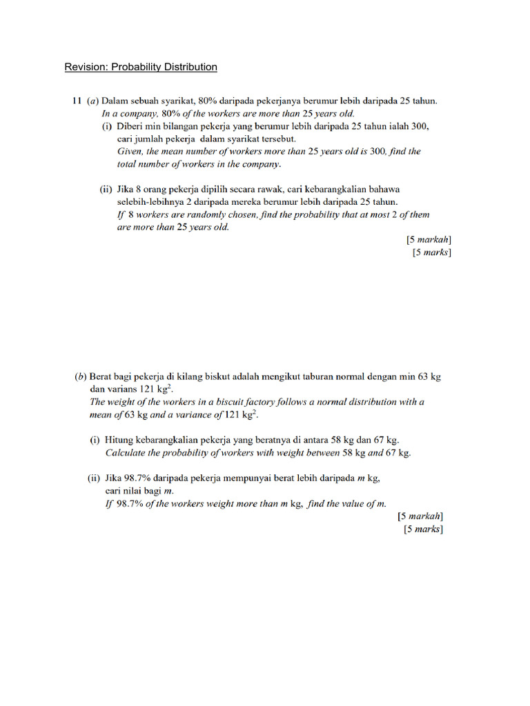 Revision - Probability Distribution | PDF