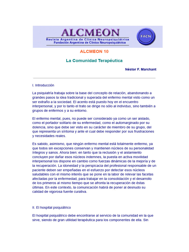 Alcmeon 10 - Comunidad Terapeutica | PDF | Hospital | Terapia ocupacional
