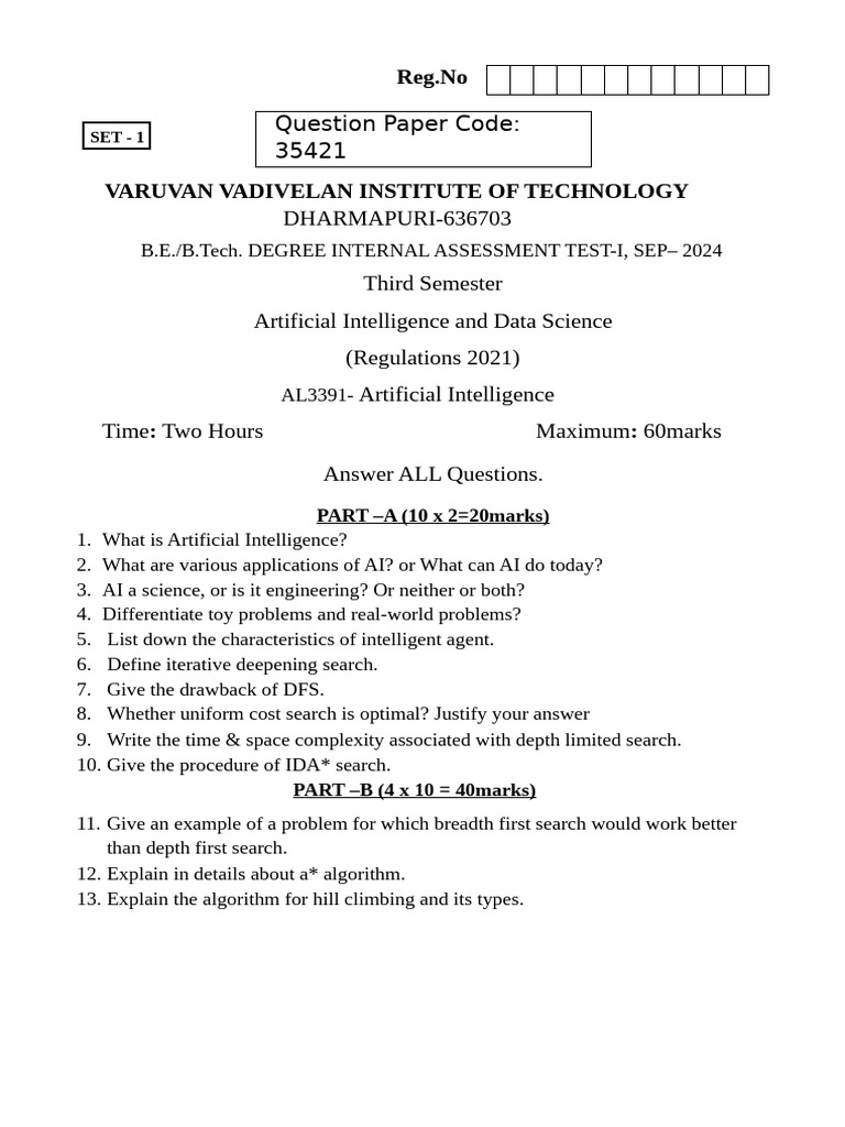 AI-IAT 1 (Set 1) New | PDF