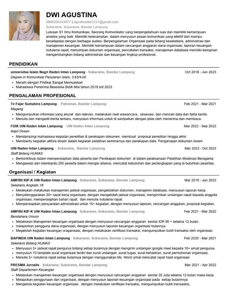 Dwi Agustina-Resume | PDF | Karier & Perkembangan