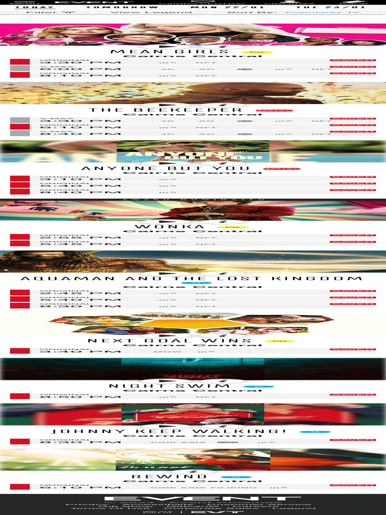 Sessions - Event Cinemas | PDF