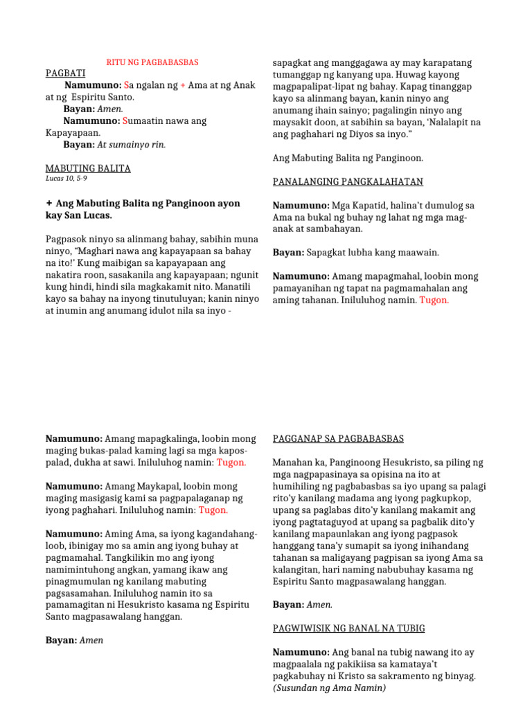 Ritu NG Pagbabasbas | PDF